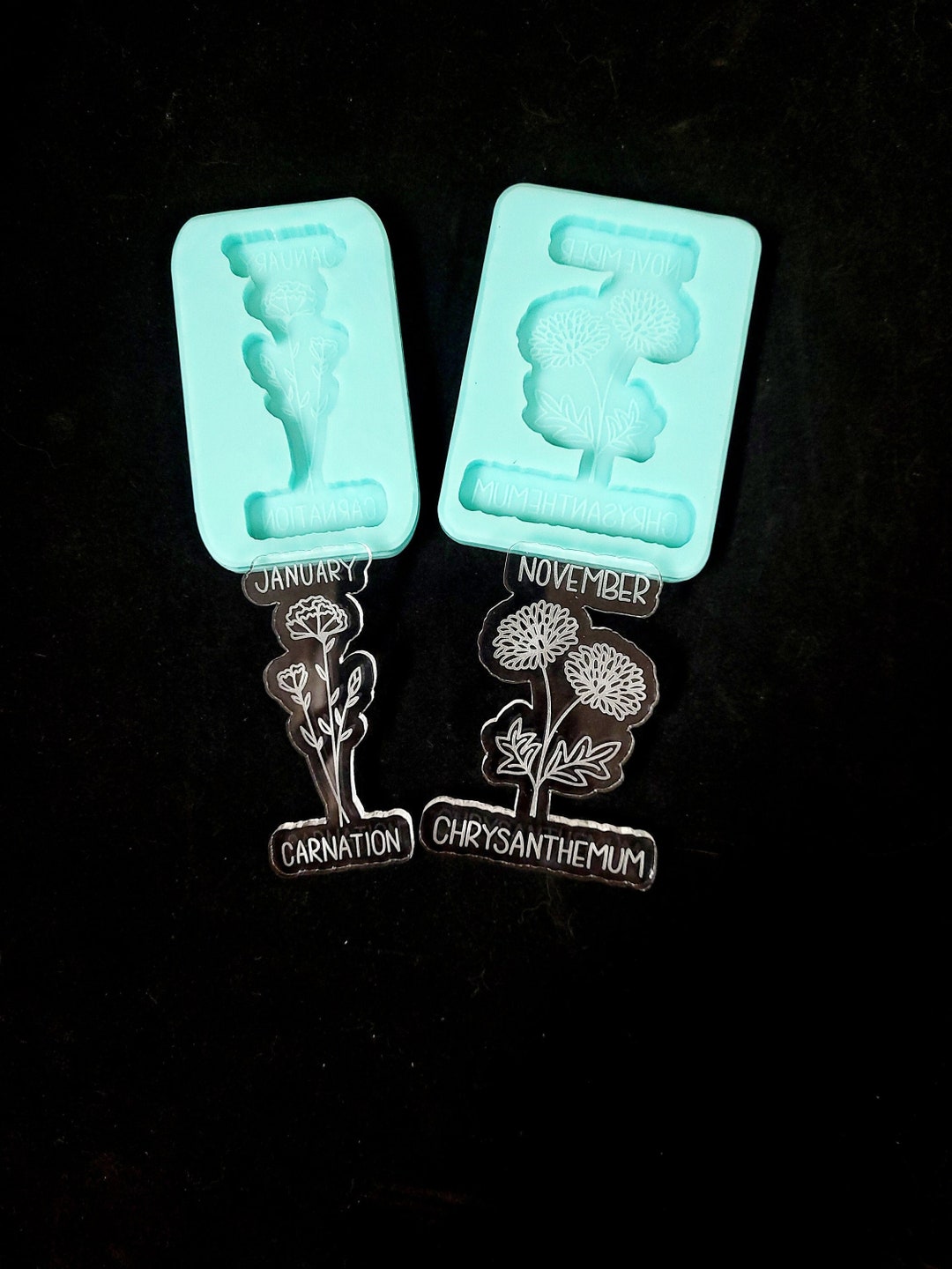 Birth Month FLOWER Etched Silicone Mold - 12 Designs Choose Your ...