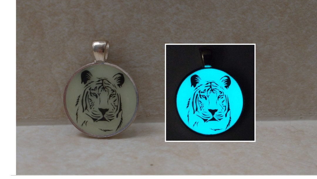 TIGER GLOW in the DARK Silhouette Animal Monogram Pendant Necklace ...