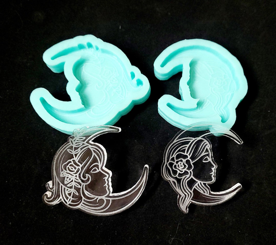 Flower Haired MOON WOMAN Etched Silicone Mold - 2 Designs 3 Sizes ...