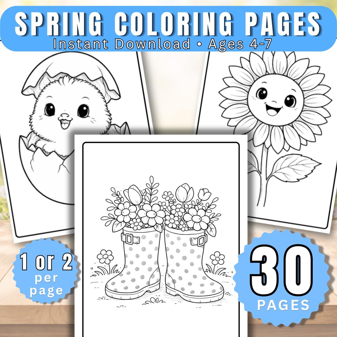 Spring Coloring Pages for Kids Ages 4–7| Spring Coloring Book PDF ...