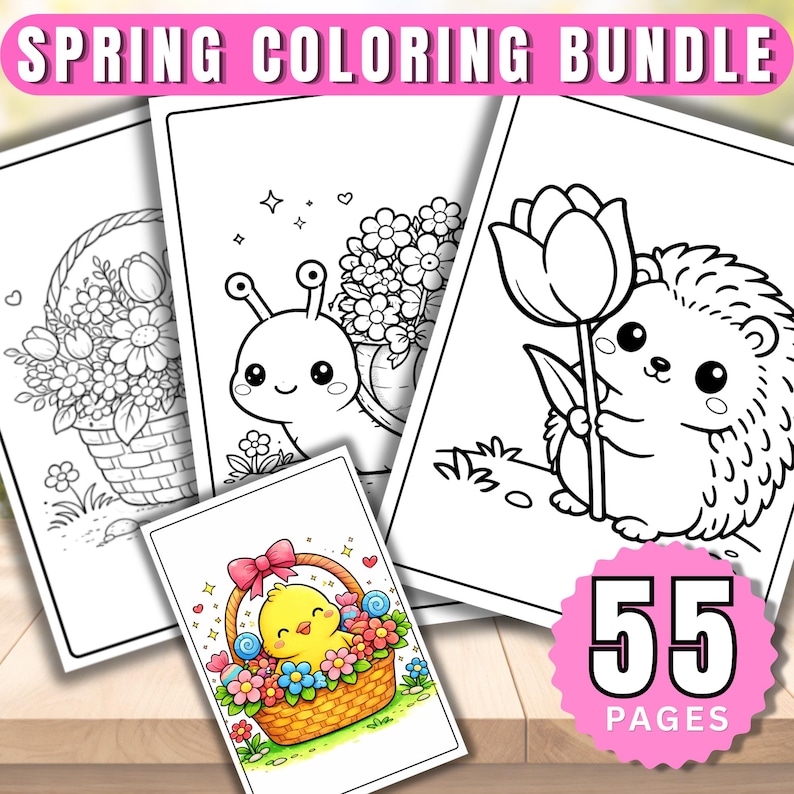 Spring Coloring Pages Bundle, Spring Coloring Book, Spring Coloring ...