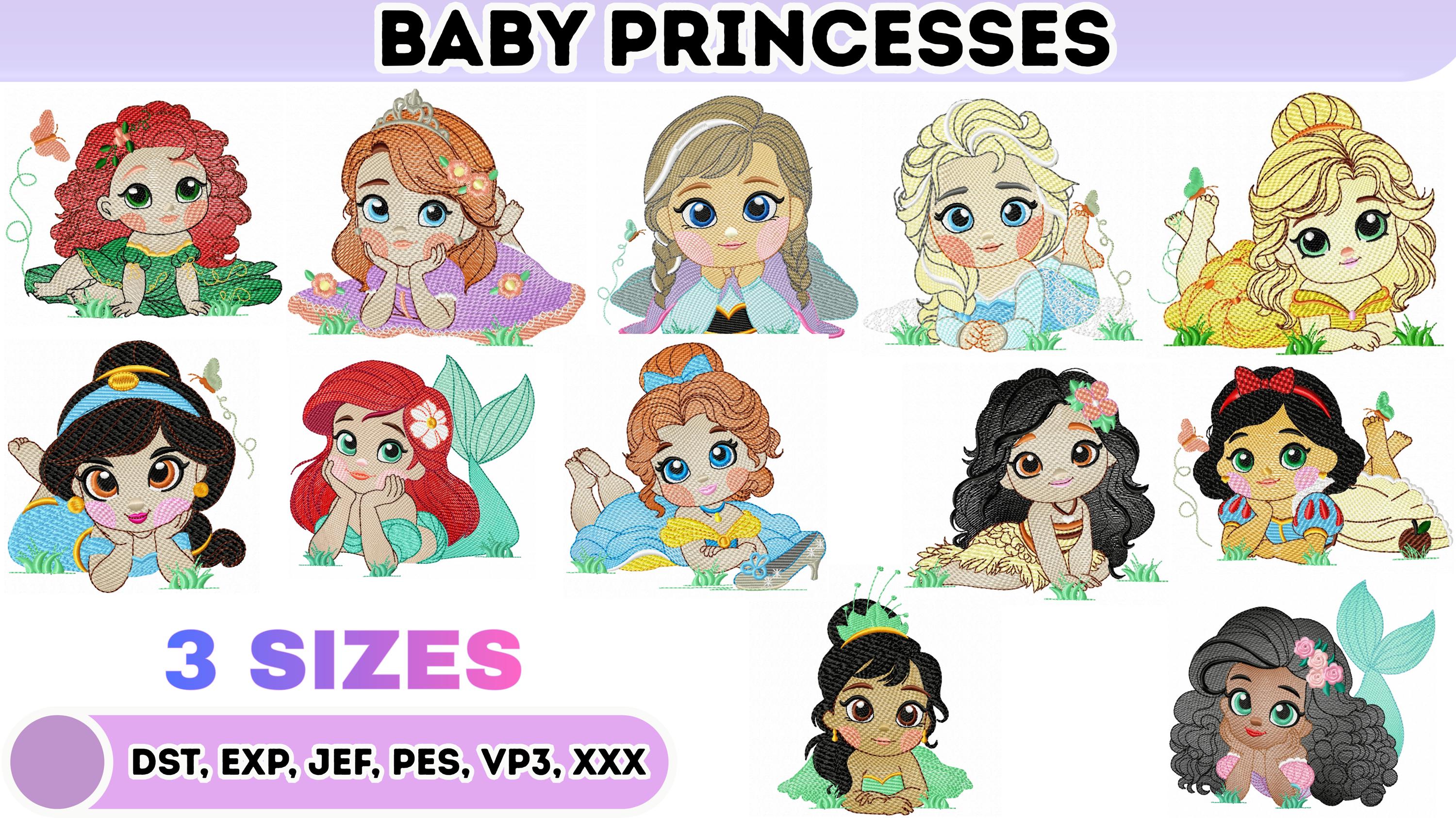 Princess Embroidery Design Bundle - Baby Princesses Embroidery Pattern ...