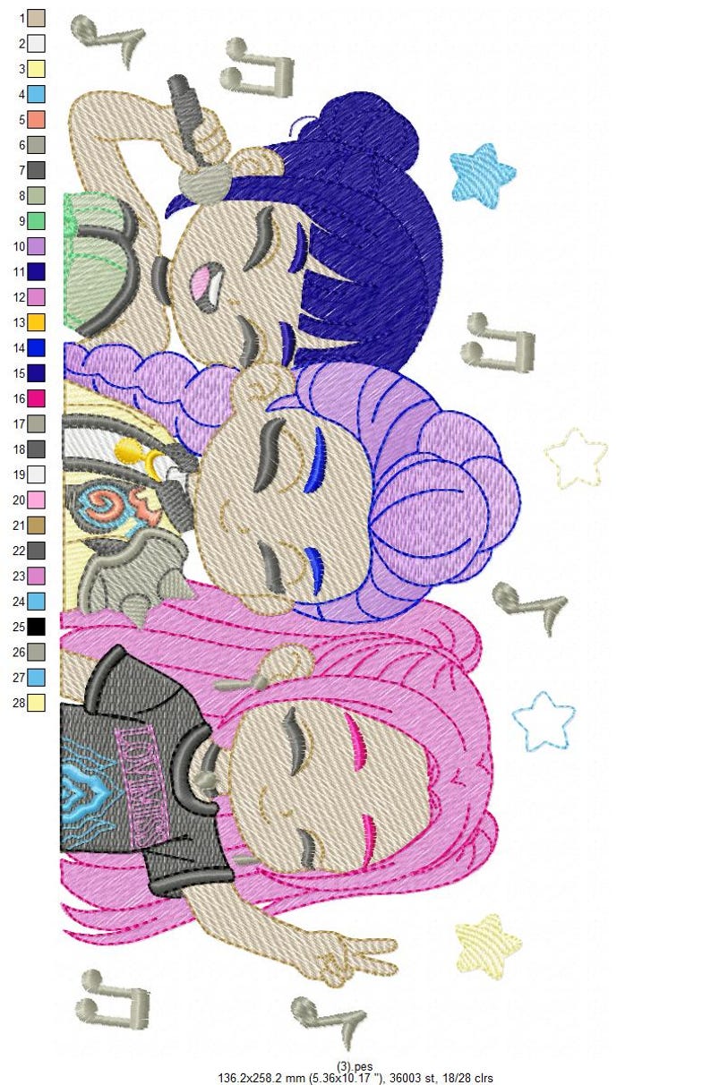 K-pop Style Embroidery Design | Cute Idol Girls Kawaii | Premium ...