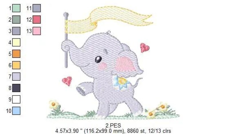 Baby Elephant Embroidery Designs – Nursery Machine Patterns (digital ...