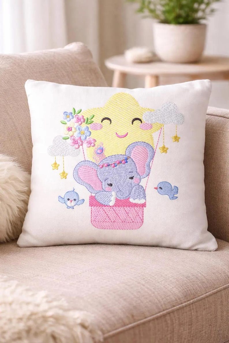 Baby Elephant Embroidery Designs – Nursery Machine Patterns (digital ...