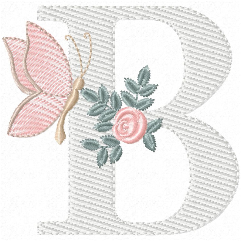 Embroidery font, floral butterfly alphabet, embroidery designs from A ...