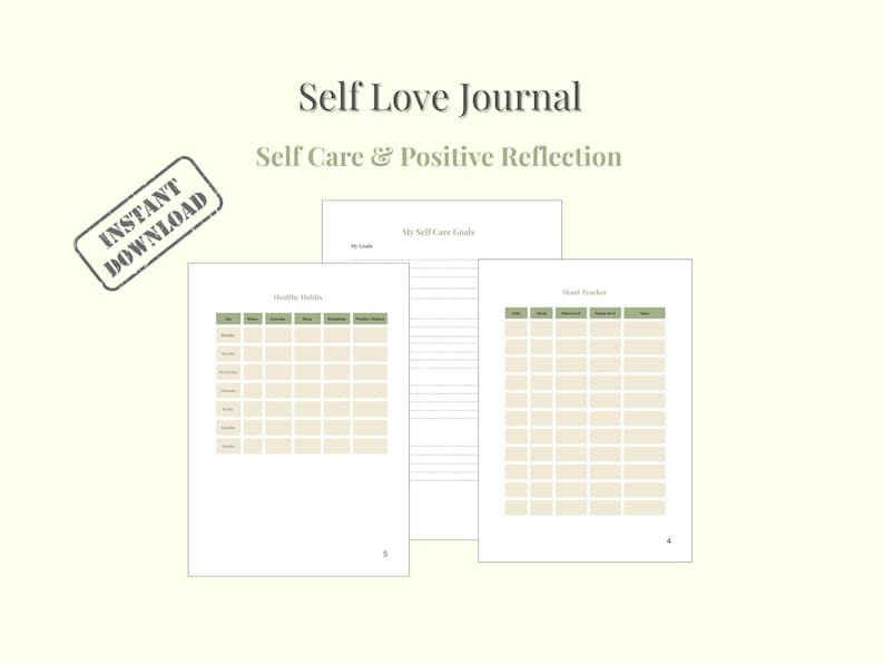 Self Love Journal Printable | Gratitude, Wellness, Self-care Planner ...
