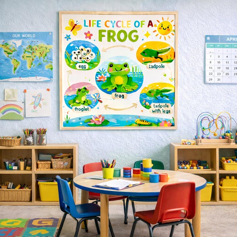 Montessori Frog Life Cycle Poster, Preschool Science Chart, Kids ...