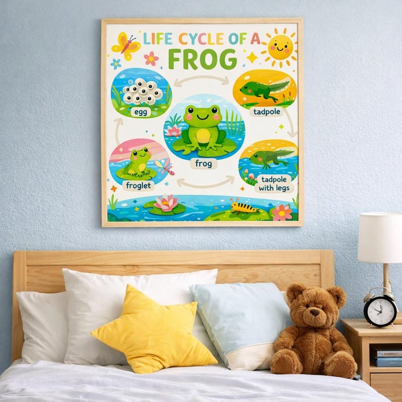 Montessori Frog Life Cycle Poster, Preschool Science Chart, Kids ...