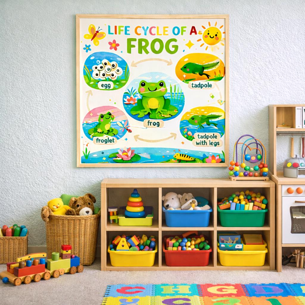 Montessori Frog Life Cycle Poster, Preschool Science Chart, Kids ...
