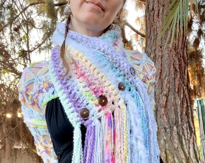 Cowl Fringe Pastel Goth Fashion Button Cowl Gifts for Women Fashion ...