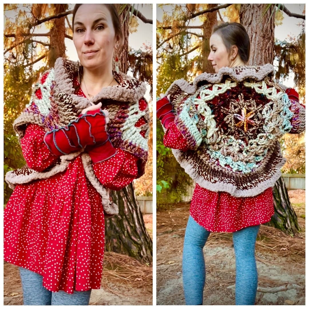 Shrug Flower of Life Shrug Brown Sweater Shrug Neutral Sweater Shrug ...