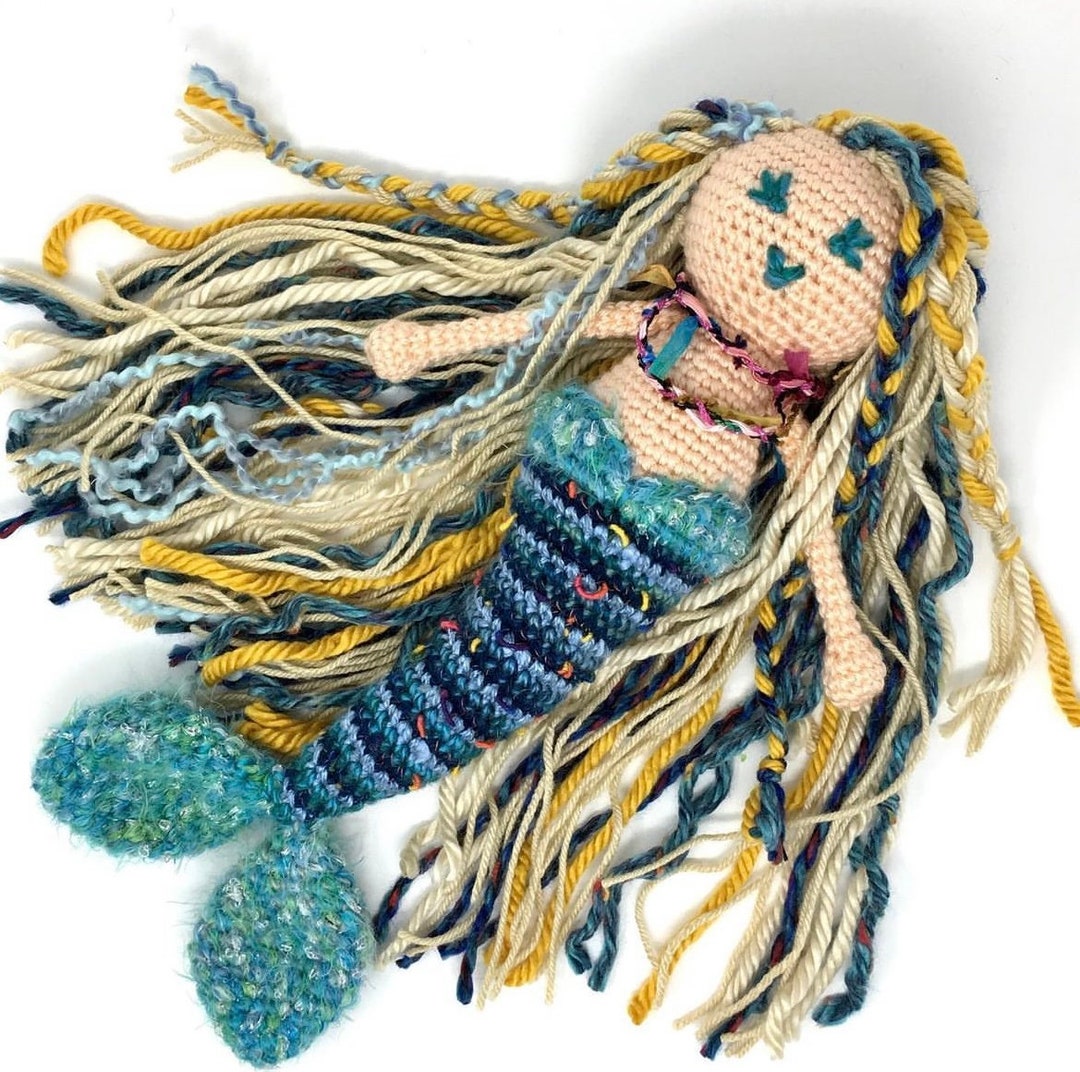 Blue and Yellow Mermaid Doll MADE TO ORDER free Domestic Shipping ...