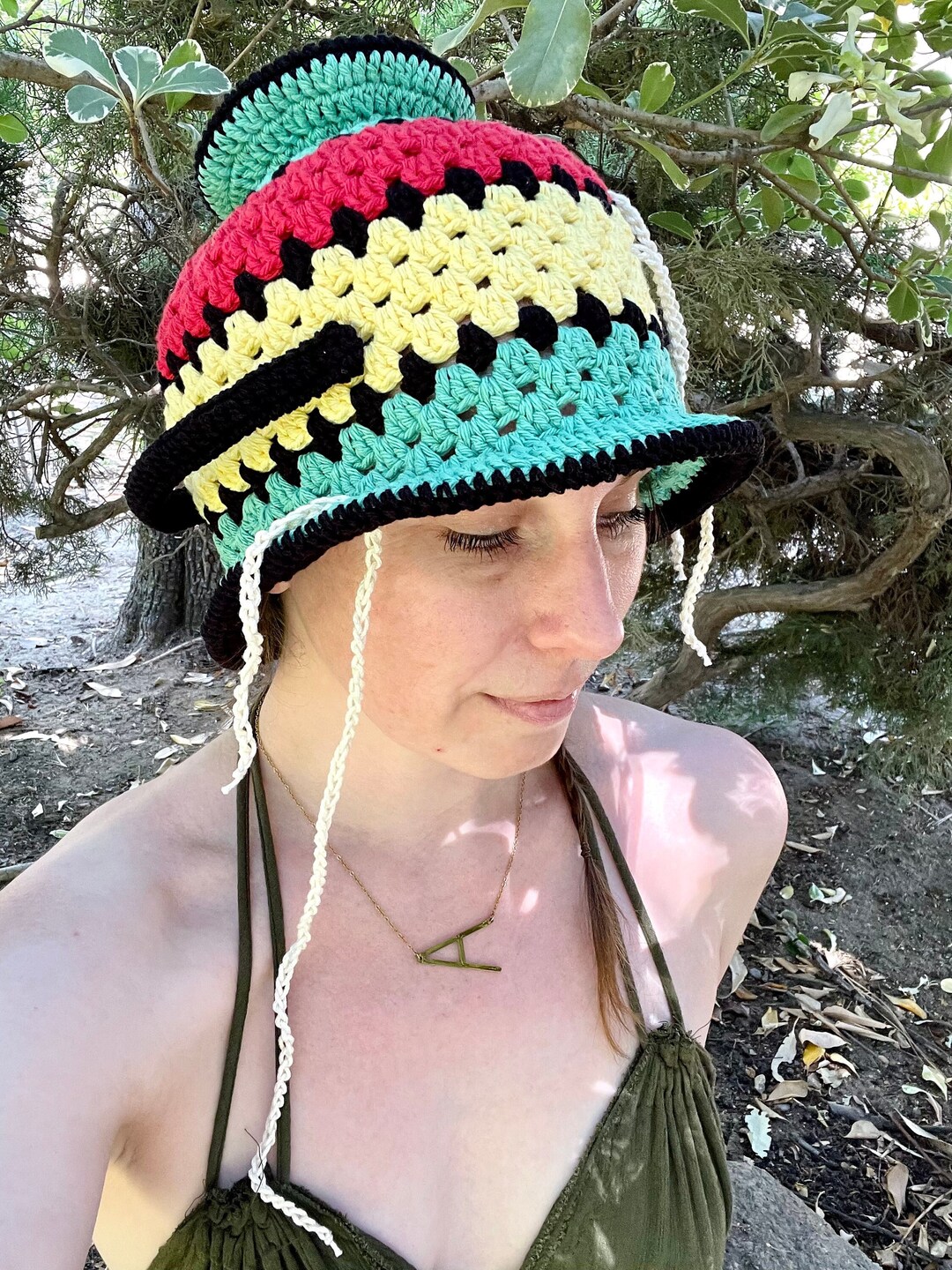 Cotton Colander Hat With Noodles -MADE to ORDER -free Domestic Shipping ...