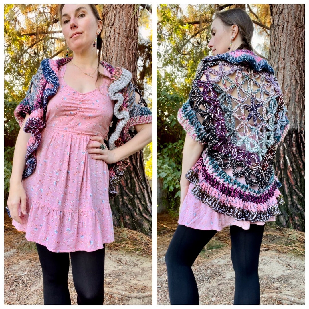 Shrug Jewel Tone Flower of Life Colorful Shrug Hippie Fantasy Clothing ...
