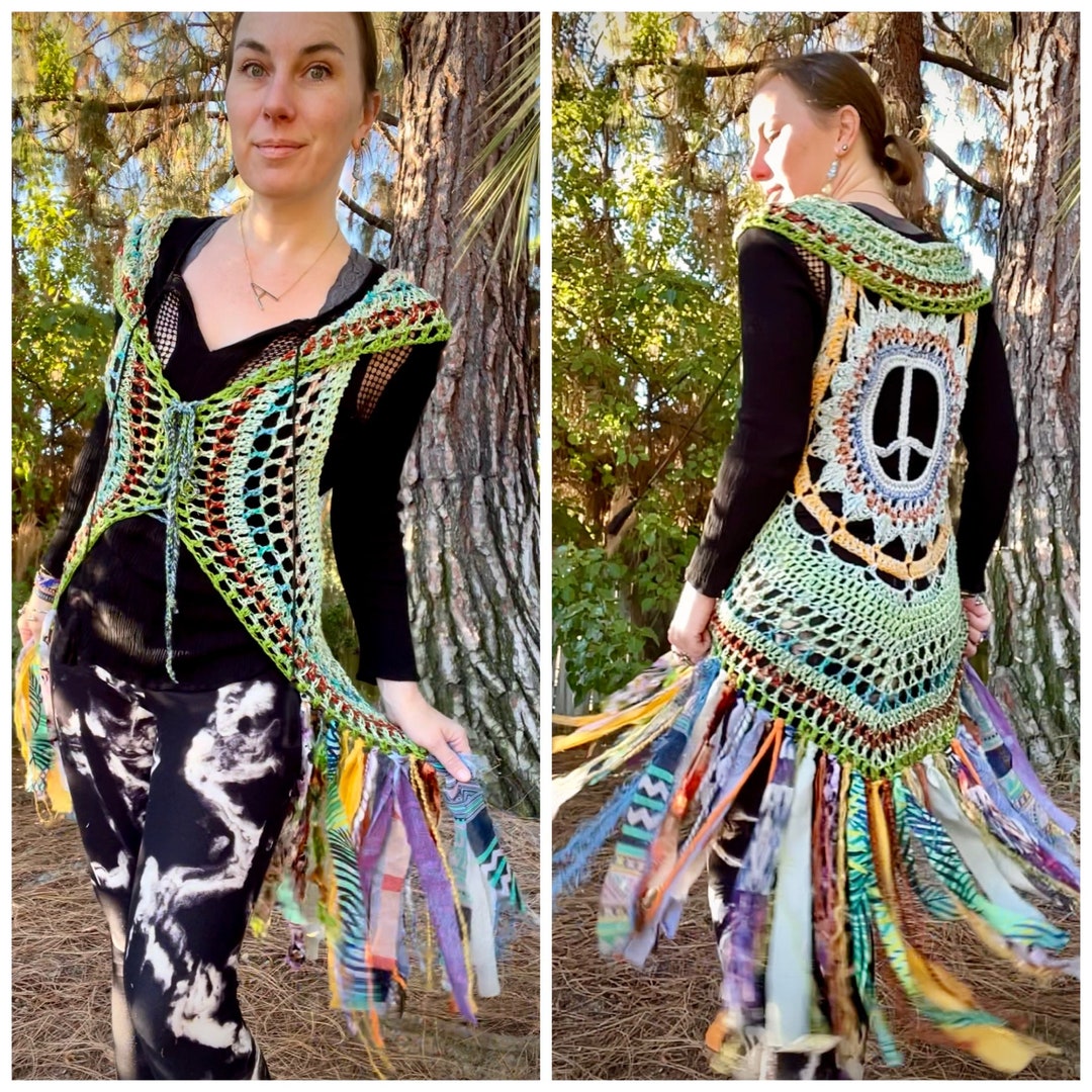 Peace Fae Vest Peacekeeper Fae Vest Peace Fringe Hippie Vest Fairy ...