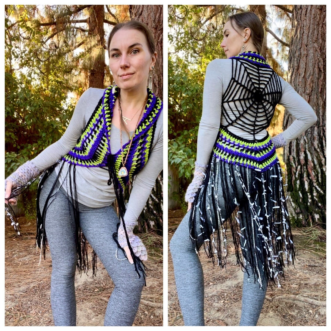 Spiderweb Fae Vest Halloween Goth Vest Spider Web Gothic Hippie Witch Magical Women Boho Fashion ...
