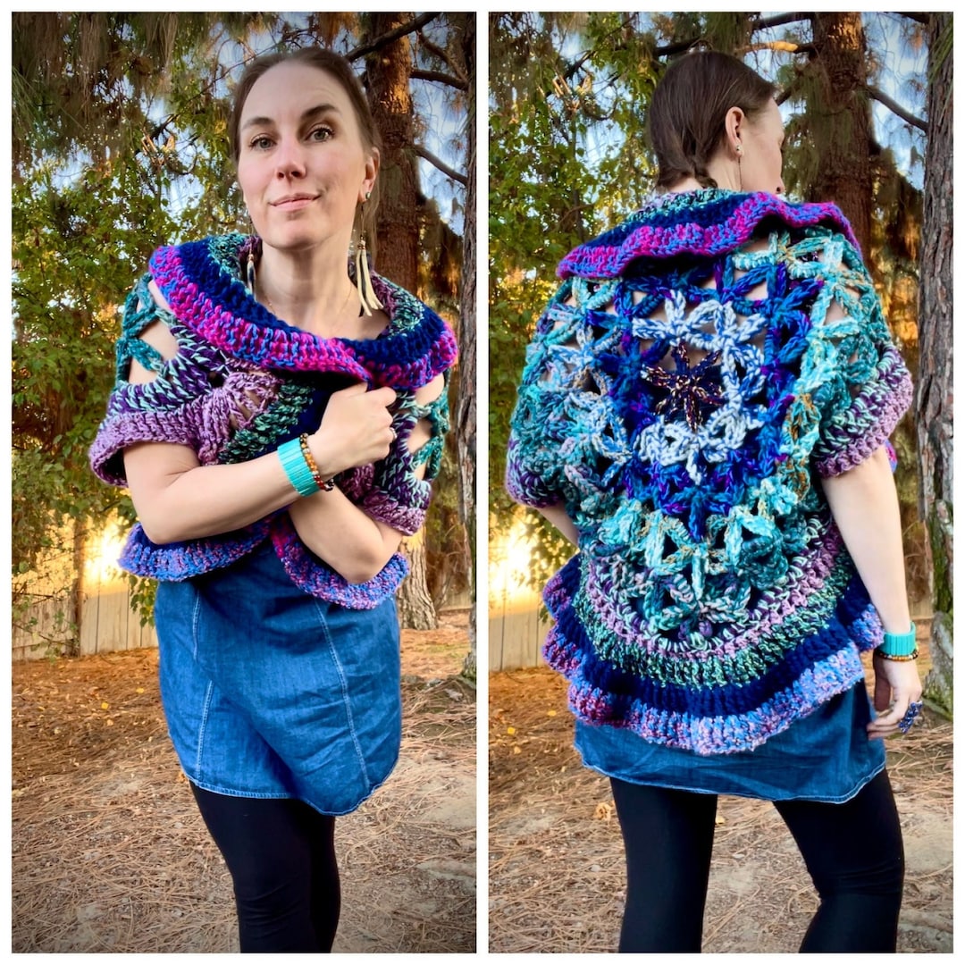 Shrug Flower of Life Shrug Jewel Tone Shrug Us Colorful Sweater Shrug ...