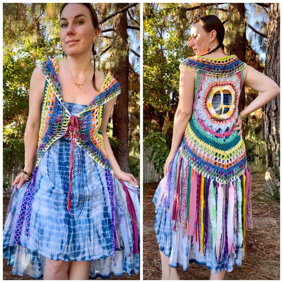 Peace Fae Vest Peacekeeper Fae Vest Peace Fringe Hippie Vest Fairy ...