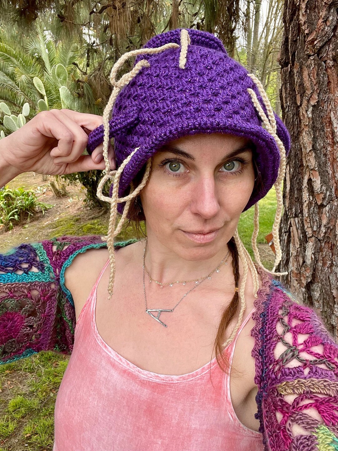 Metallic Purple Colander Hat With Noodles -MADE to ORDER -free Domestic ...