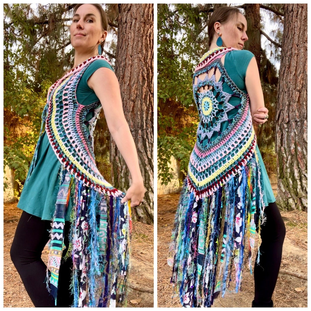 Vest Fae Fringe Vest Ocean Fae Vest Fringe Rainbow Vest Kaleidoscope ...