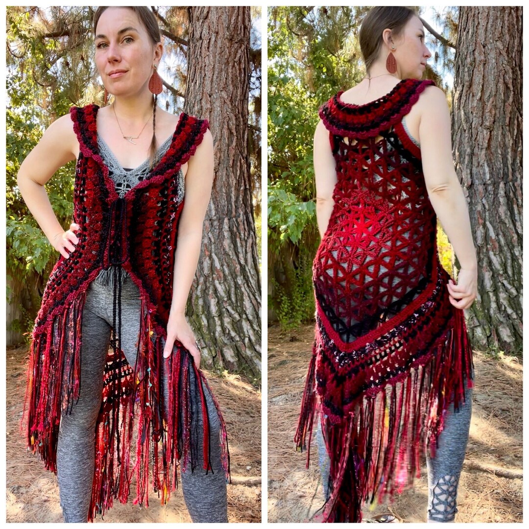 Custom Red Flower of Life Fae Vest -MADE TO ORDER -free Domestic ...