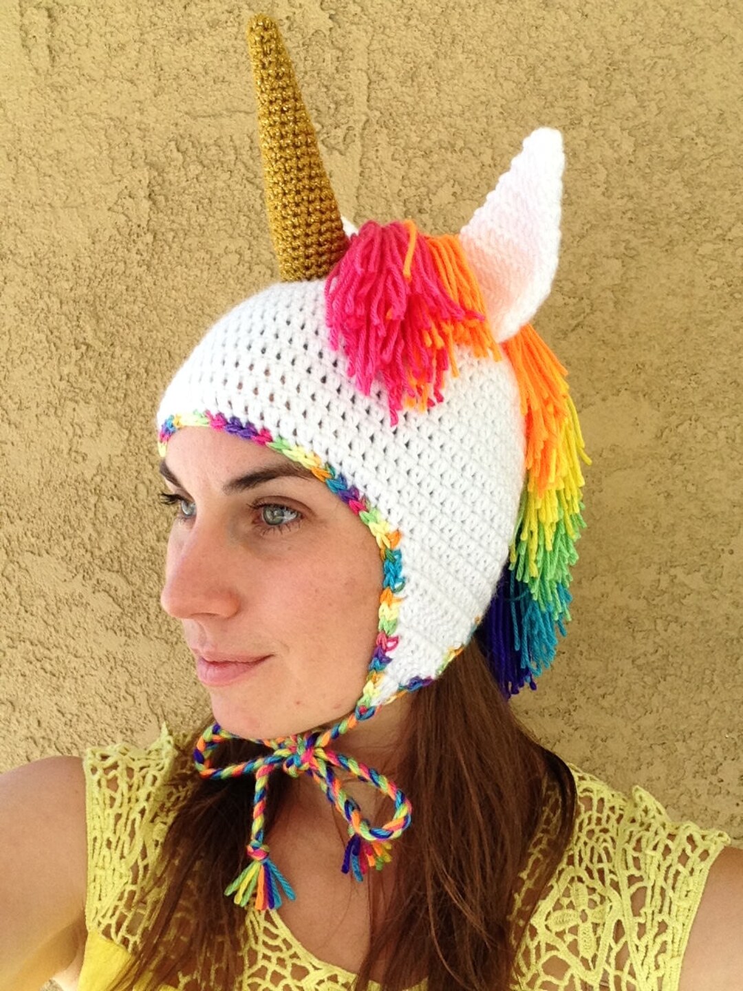 Rainbow Unicorn Hat -MADE TO ORDER -free Dometic Shipping, Costume ...