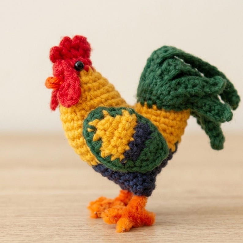 Crochet Rooster Amigurumi Pattern | Farmhouse Plush Toy (PDF Download ...