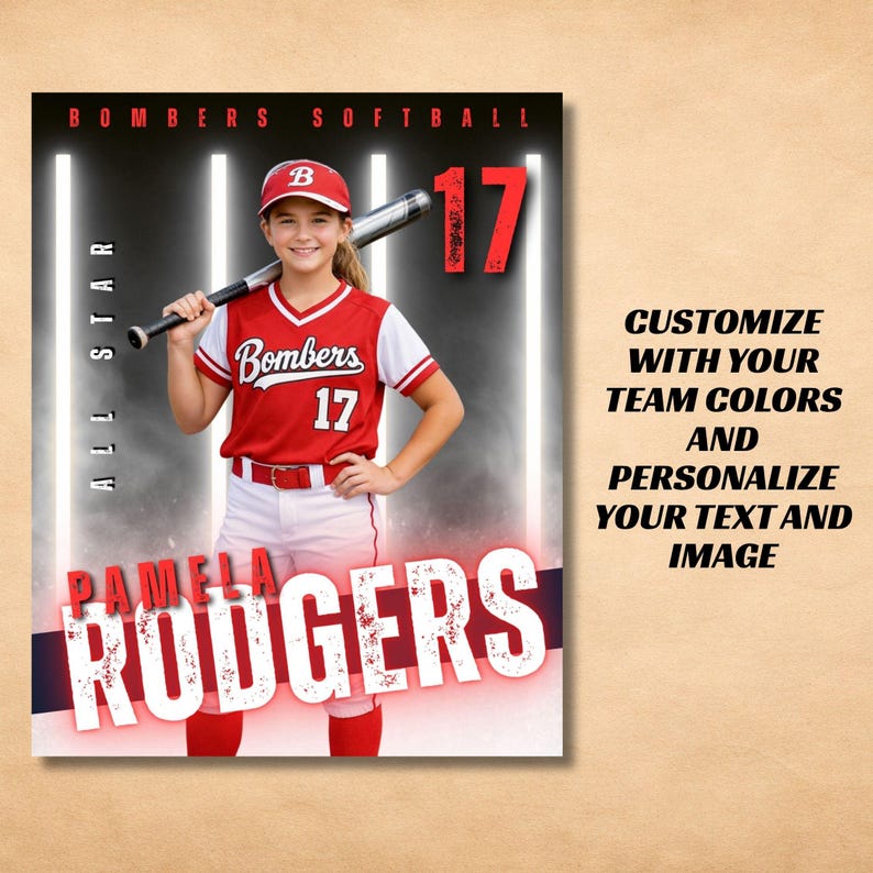 Custom Youth Softball Banner Template, Personalized Sports Poster ...