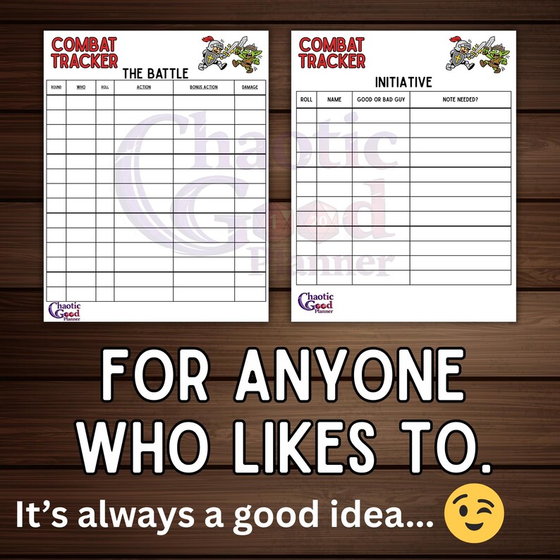 Dnd 5e Combat Tracker | ADHD Friendly Initiative Battle Log (PDF ...