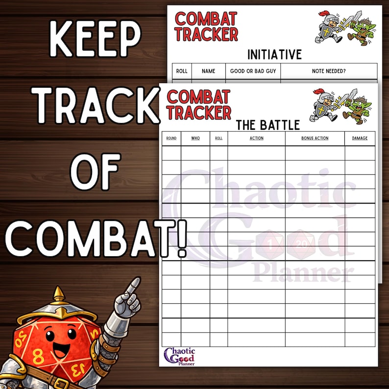 Dnd 5e Combat Tracker | ADHD Friendly Initiative Battle Log (PDF ...
