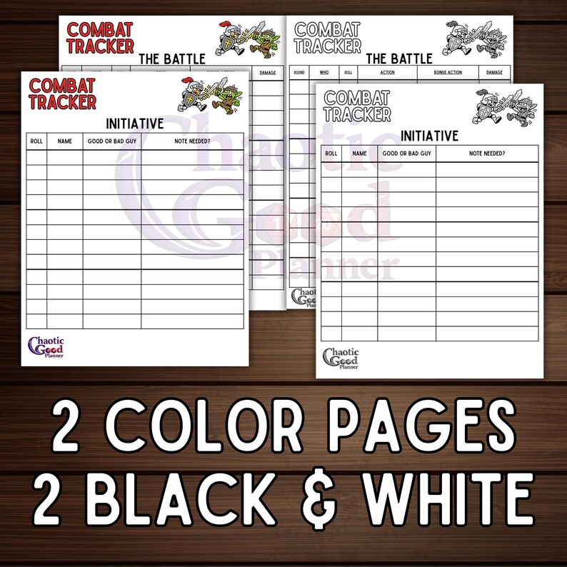 Dnd 5e Combat Tracker | ADHD Friendly Initiative Battle Log (PDF ...
