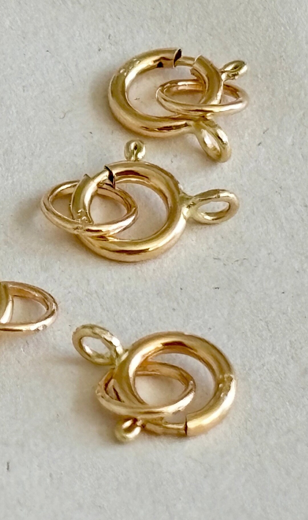 14k Solid Gold 6mm Spring Ring Clasp, Gold Clasp With Closed Jump Ring ...
