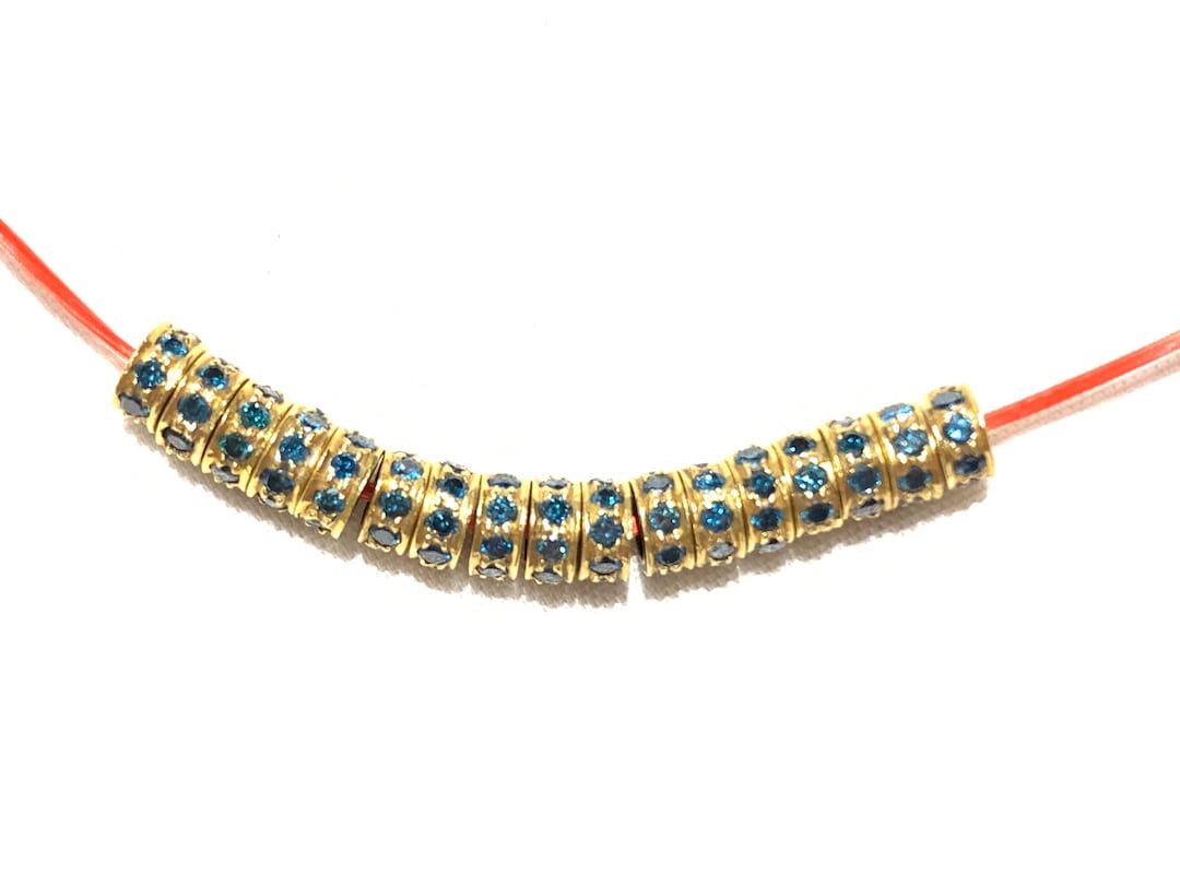 18k Solid Gold Genuine Blue Diamond Spacer 4.5MM sold by Piece - Etsy