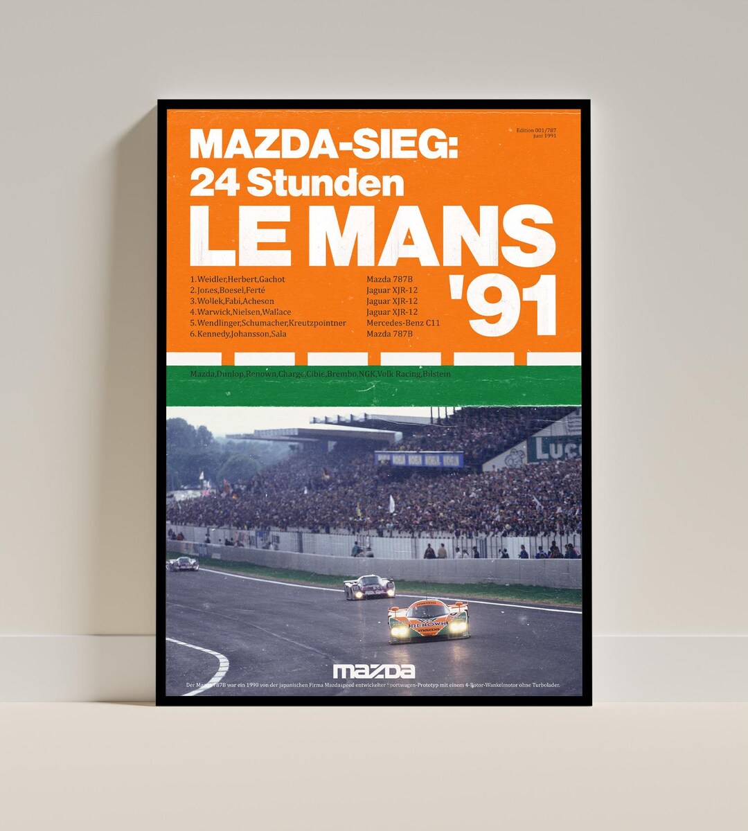 Rotary Mazda 787B Poster – Le Mans Winner 1991 | Vintage R26B ...