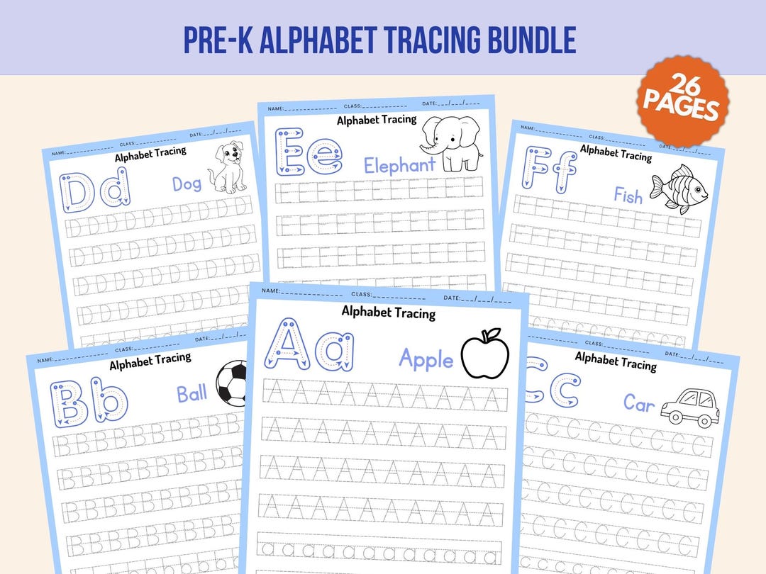 Pre-k Alphabet Tracing Worksheets Bundle | A–Z Letter Tracing ...