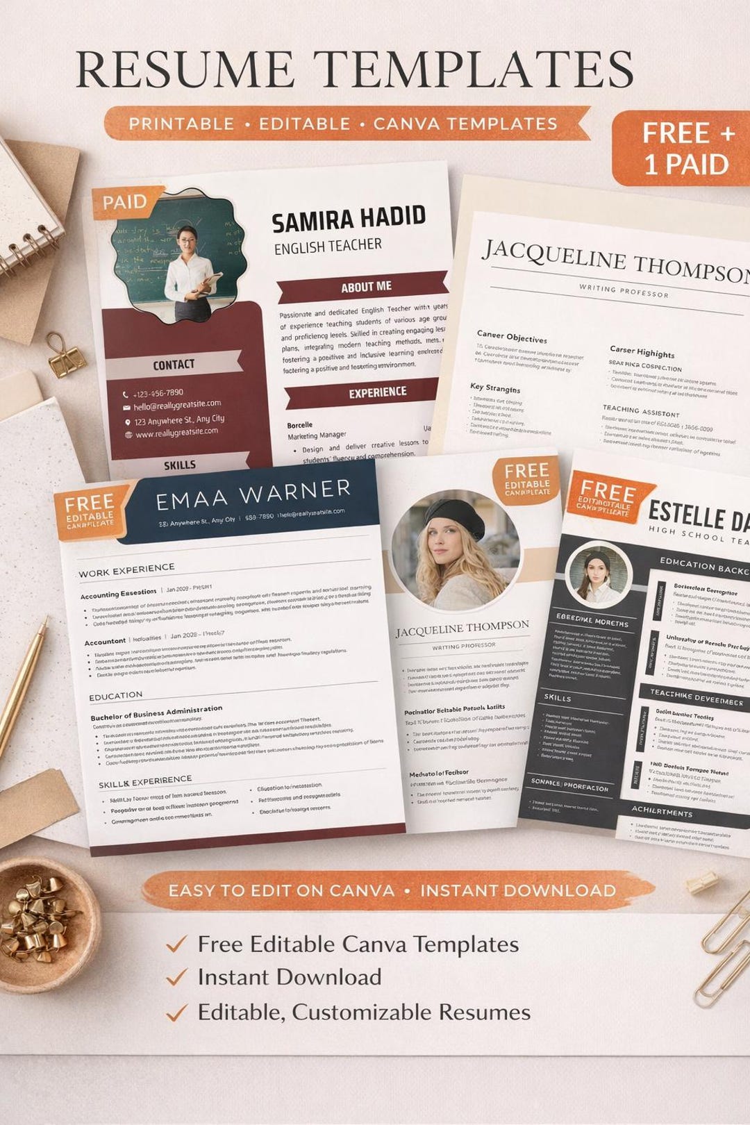 Modern Teacher Resume Template Ats-friendly, Editable CV for Educators ...