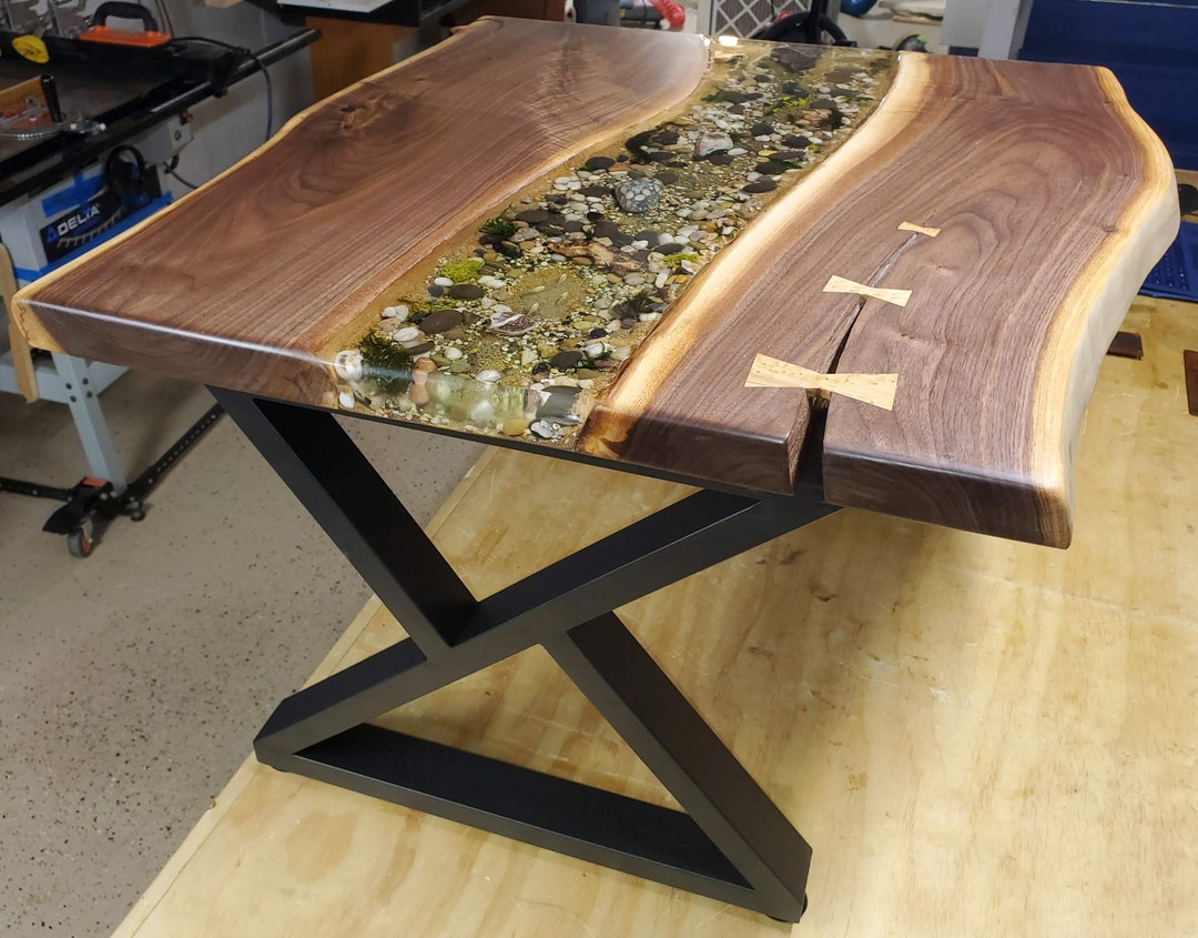 Black Walnut Live Edge Realistic River Table - Etsy