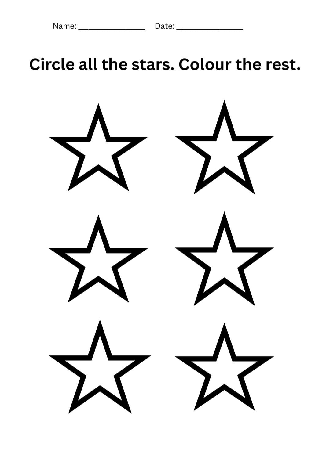 Star Counting Worksheets for Kids | Printable Preschool & Kindergarten ...