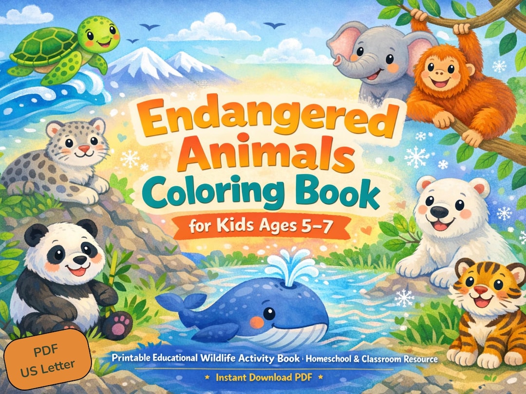 Endangered Animals Coloring Book Printable | Kids Activity PDF ...