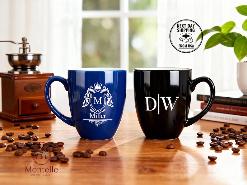 Custom Laser Engraved Ceramic Coffee Mug, Personalized 16oz Bistro Mug ...