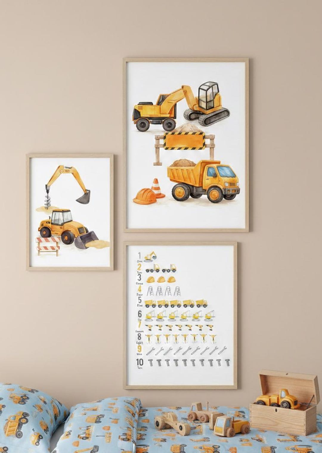 Construction Numbers Printable, Counting Poster Kids, Truck Nursery ...