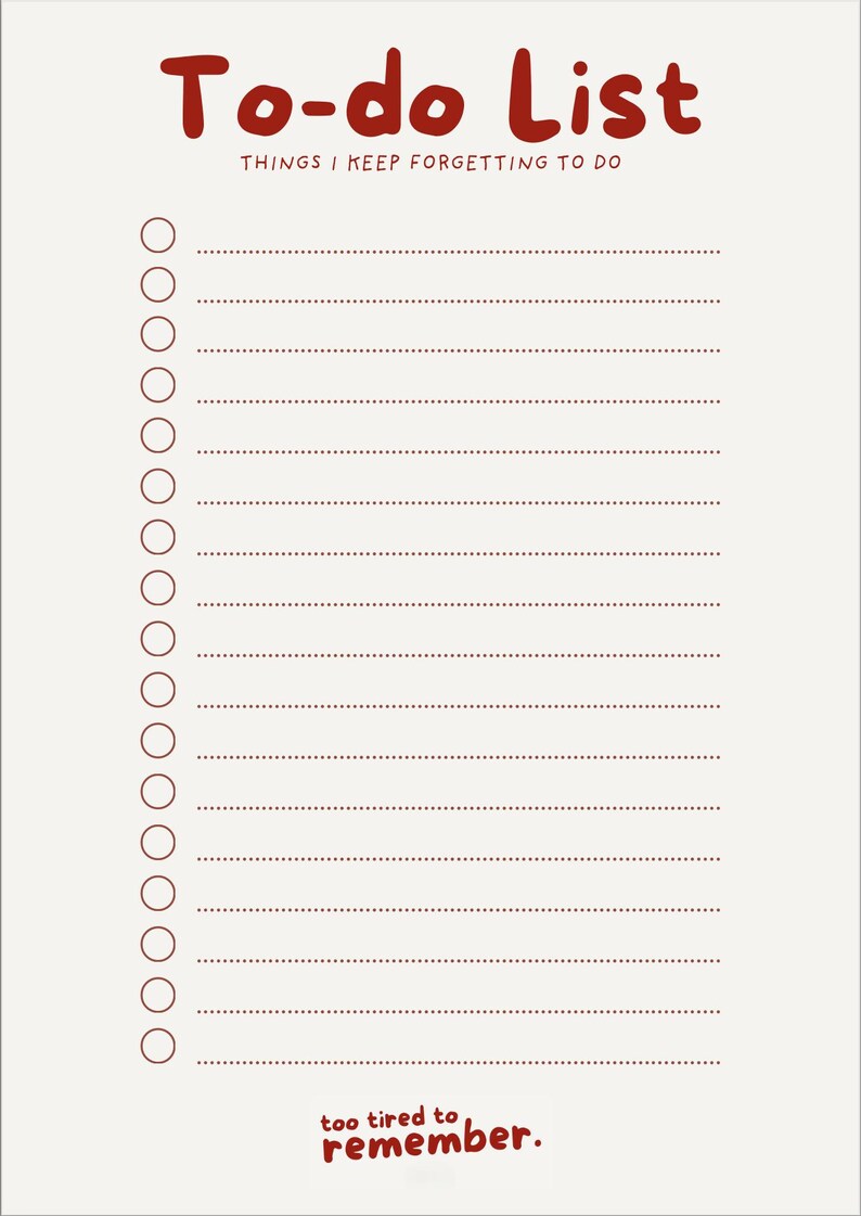 Running to Do List Printable | Things I Keep Forgetting Planner | Mum ...