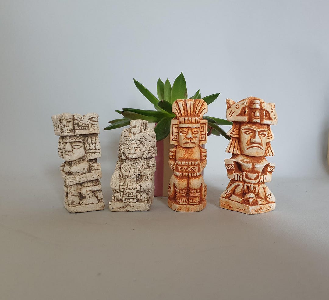 Aztec Mayan Inca Totem Statues Set of 4 - Etsy