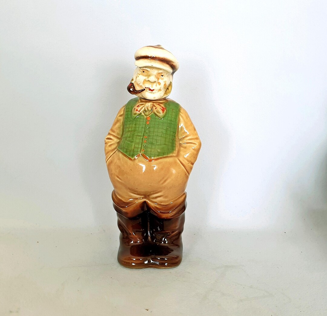 Vintage Pottery Figural Decanter, Old Man With Pipe - Etsy
