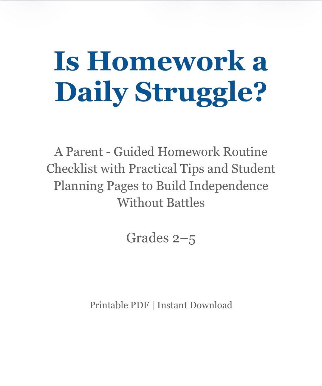After School Homework Routine Checklist for Parents I Printable Grades ...