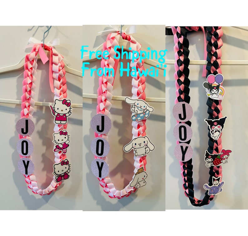 Double Ribbon Personalized Name Lei for Graduation, Birthdays Hello ...