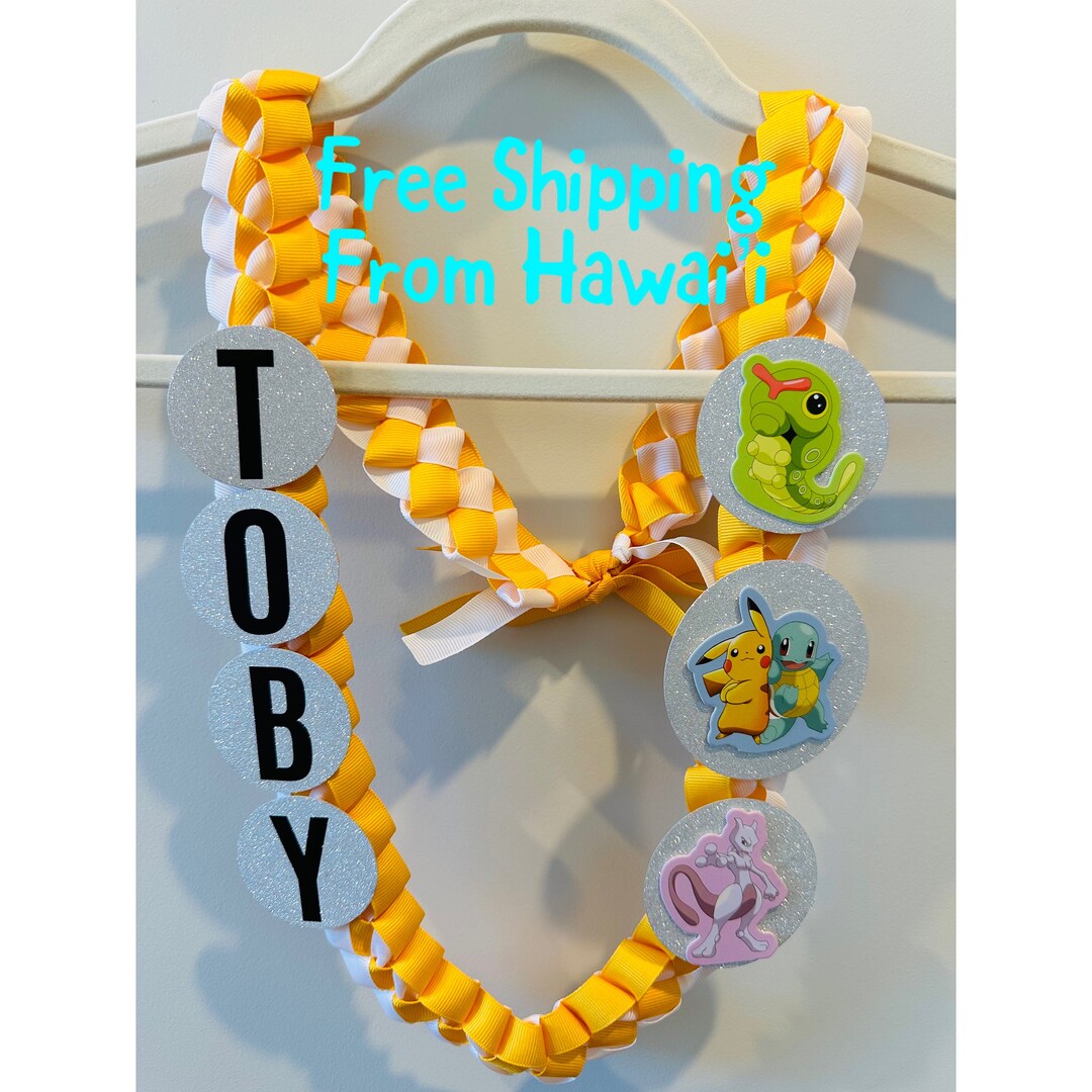 Double Ribbon Pokémon Pikachu Graduation Lei | Custom, Personalized ...