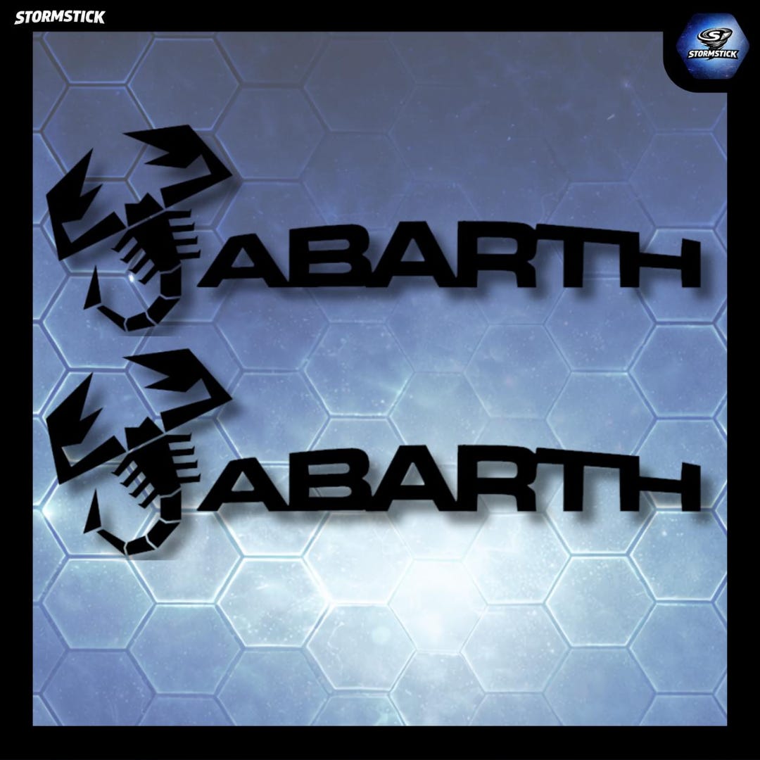 2 Abarth Stickers – Scorpion Logo + Vinyl Lettering Without Background ...
