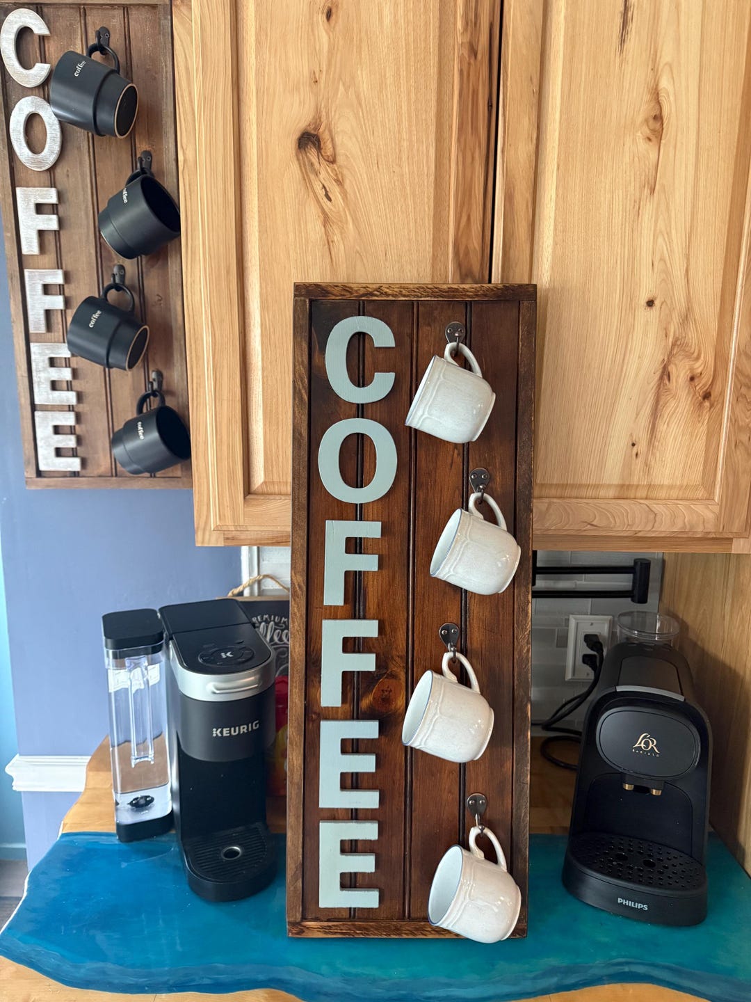 Handmade Wooden Coffee Bar Sign - Mugs Included - Etsy